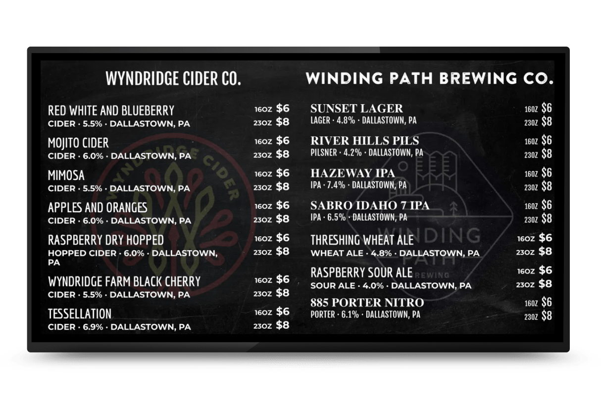 Case study BeerMenus TV Menus: Digital Menu Creation Tool | Perfsol
